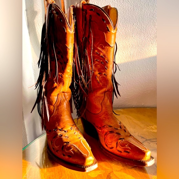 Corral | Shoes | Pointy Square Toe Cowgirl Boots With Frays | Poshmark